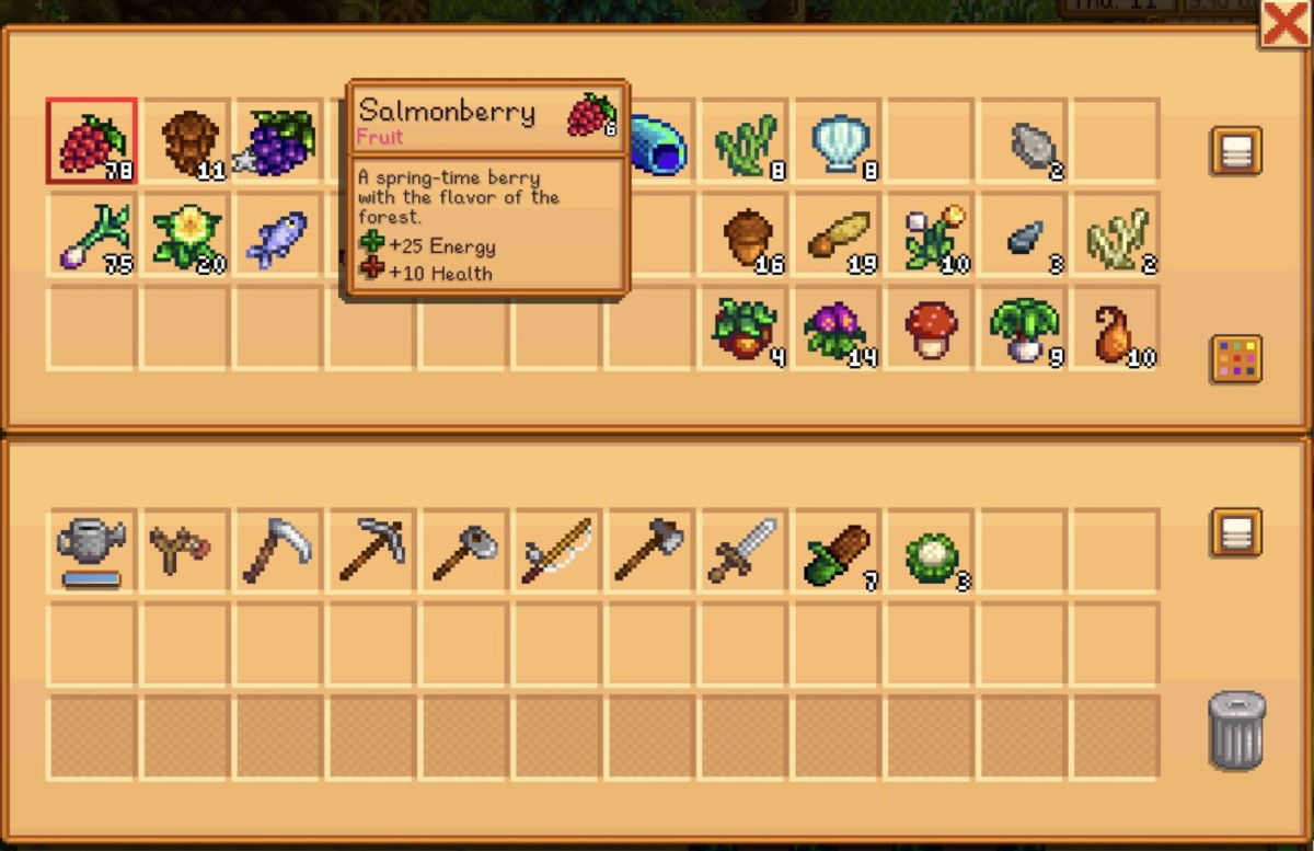 En qué consiste el inventario en Stardew Valley