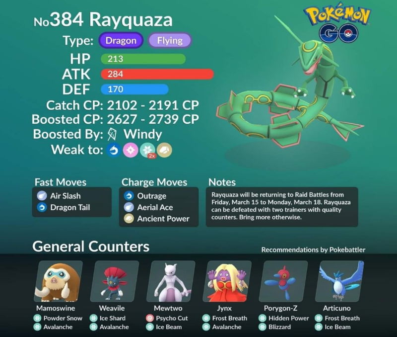 Cómo derrotar a Rayquaza en Pokémon GO