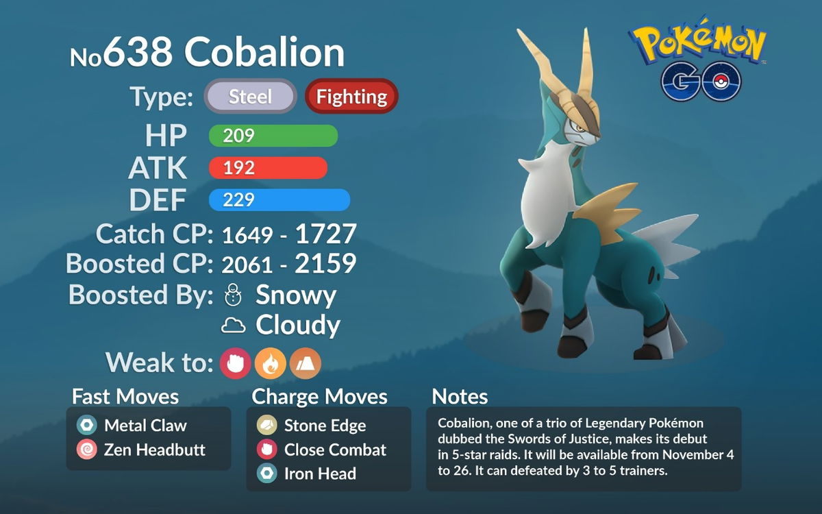 Cómo vencer a Cobalion en Pokémon GO