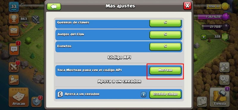 Cómo encontrar tu código API en Clash of Clans