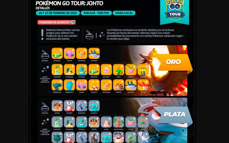 Cómo adquirir una entrada para el Tour de Pokémon GO: Johto