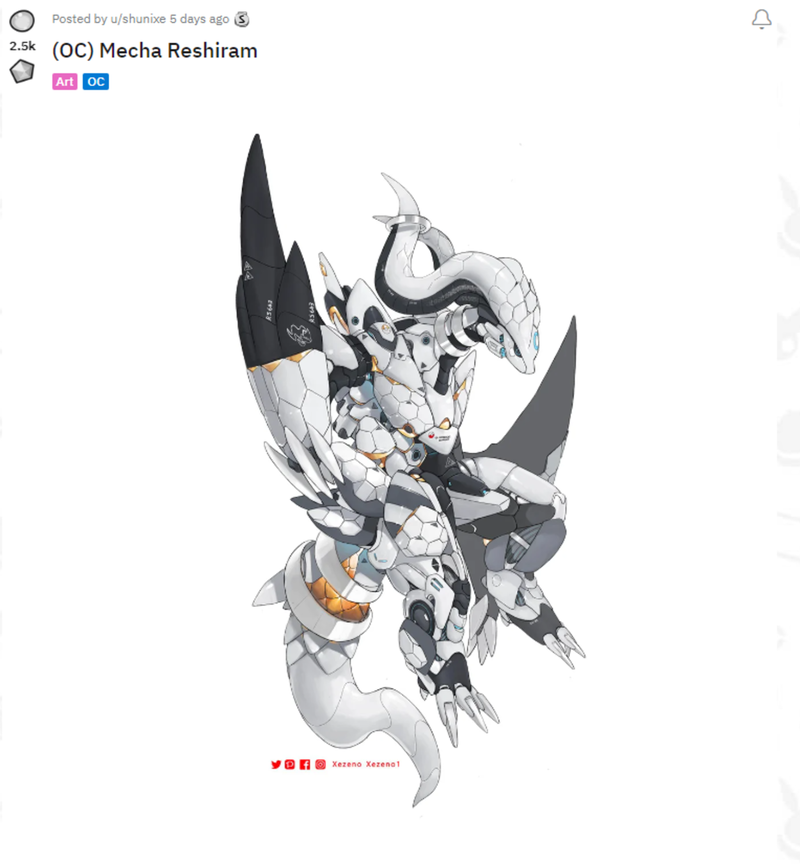 Este Reshiram robótico es el rediseño de un Pokémon más impresionante