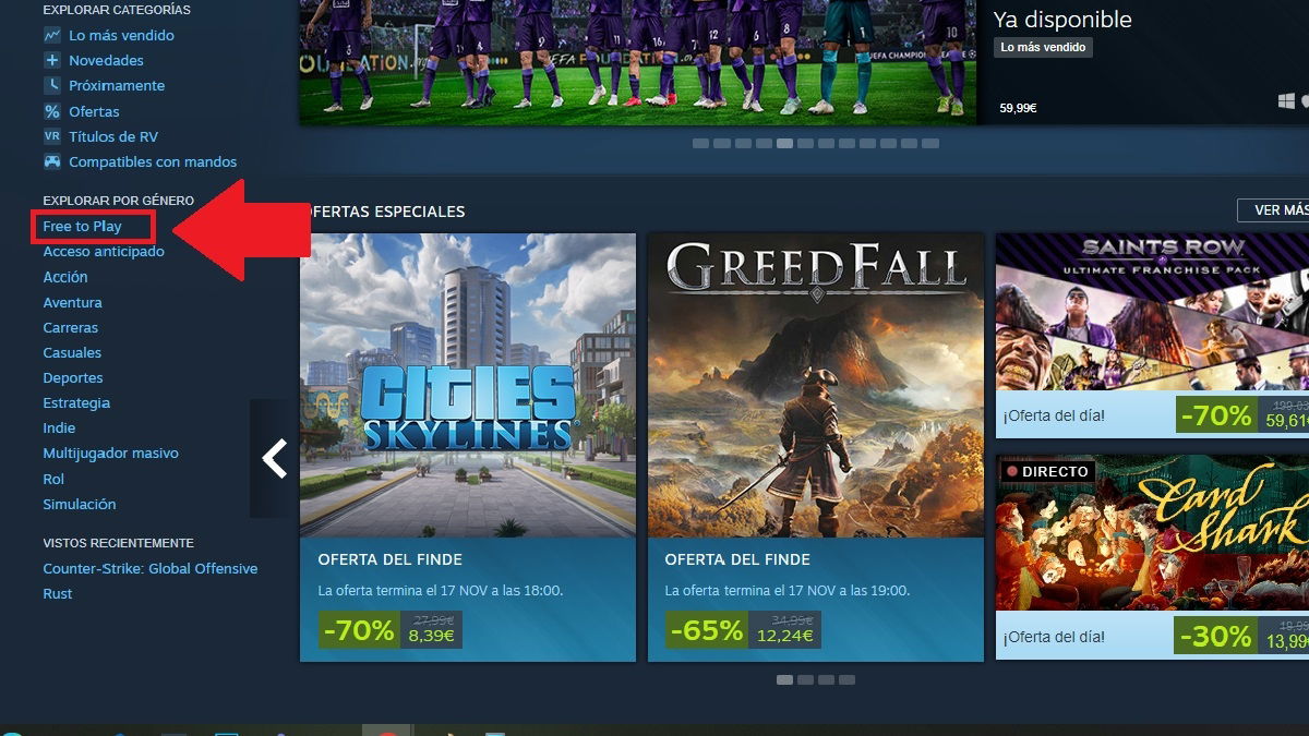 Cómo encontrar juegos gratis (free to play) y baratos en Steam
