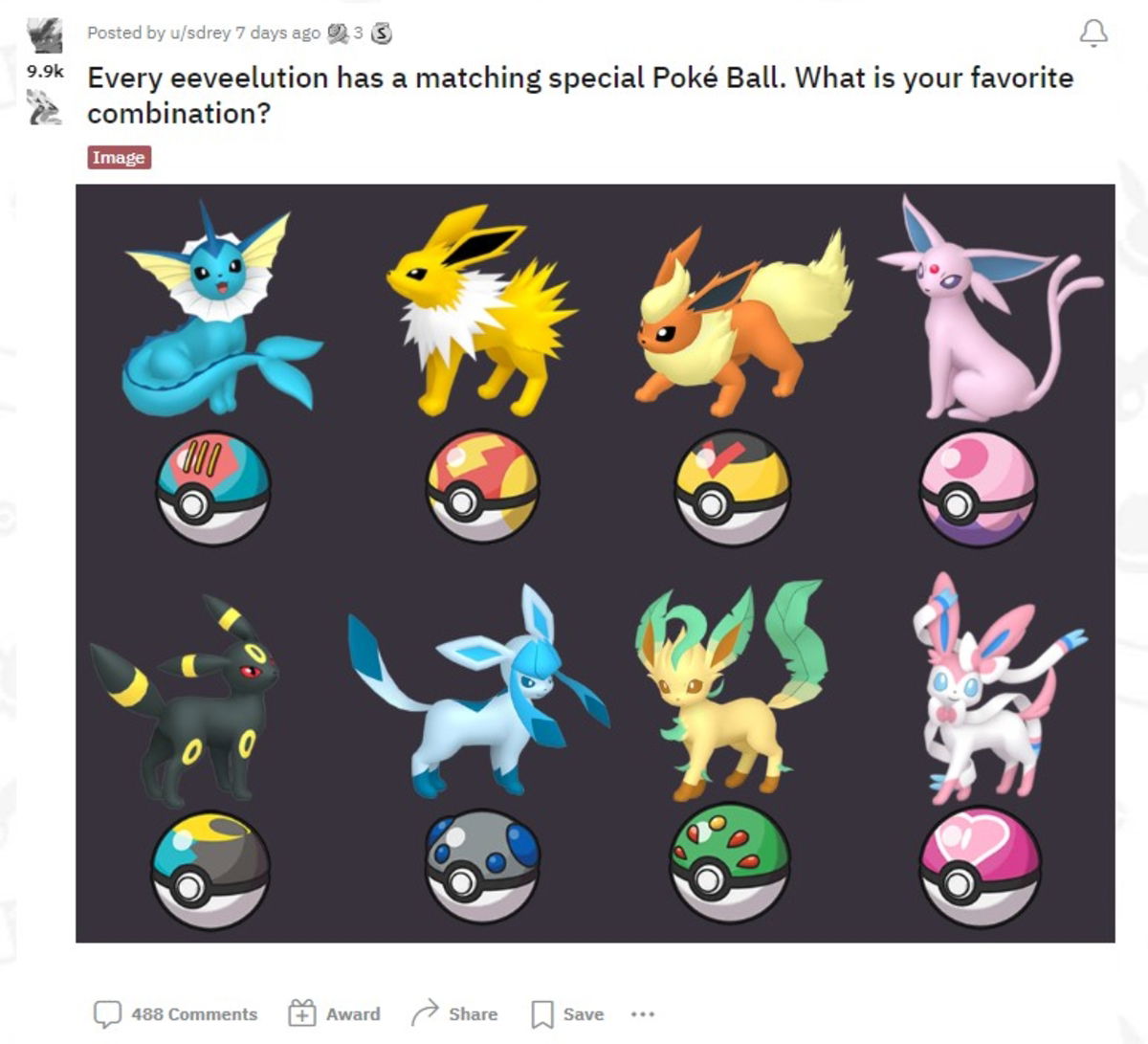 Hay una Pokéball por cada evolución de Eevee y esta imagen lo demuestra