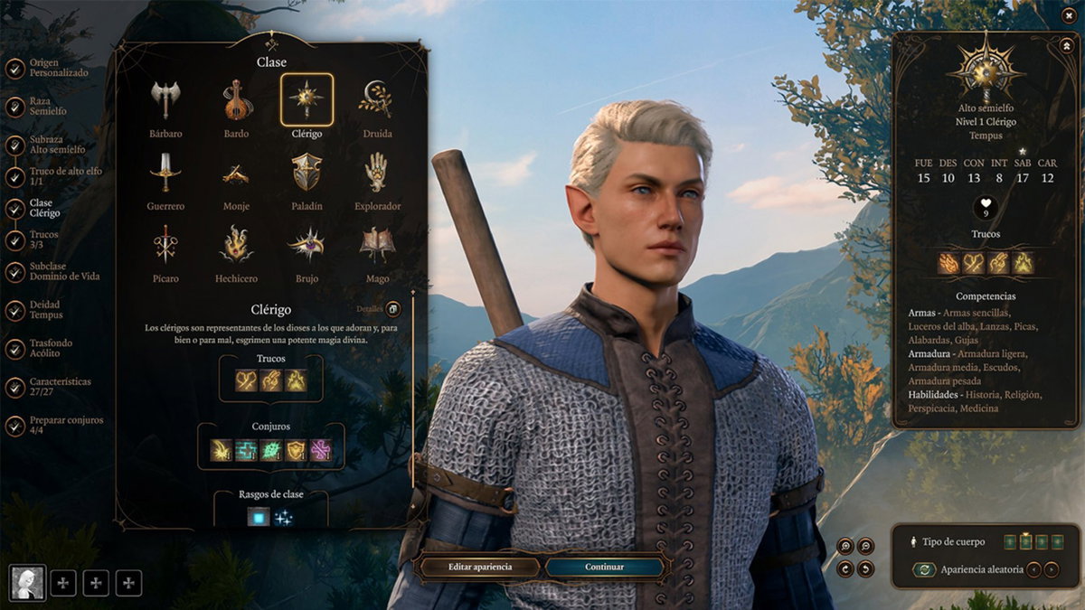 Clérigo en Baldur's Gate 3: competencias y rasgos de clase