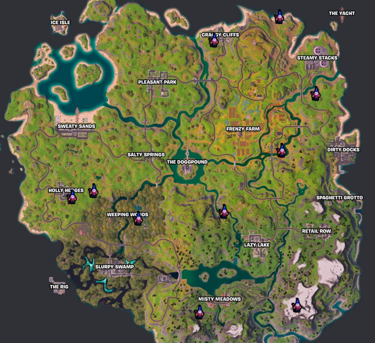 Todos los gnomos ocultos de Fortnite C2 Remix y dónde encontrarlos