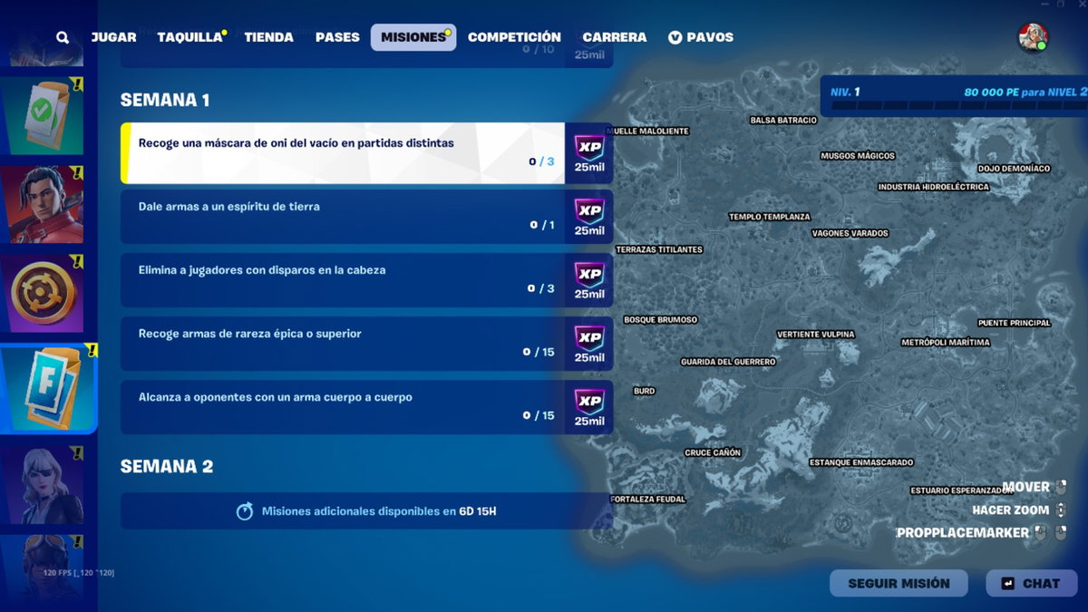 Fortnite Capítulo 6 Temporada 1: misiones de la semana 1